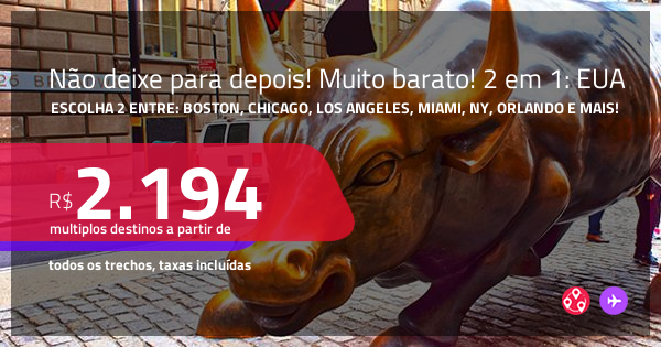 NÃO DEIXE PARA DEPOIS! MUITO BARATO!!! Passagens 2 em 1 para os ESTADOS ...
