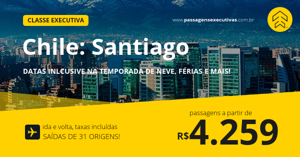 Chile: Santiago DATAS INLCUSIVE NA TEMPORADA DE NEVE, FÉRIAS E MAIS!